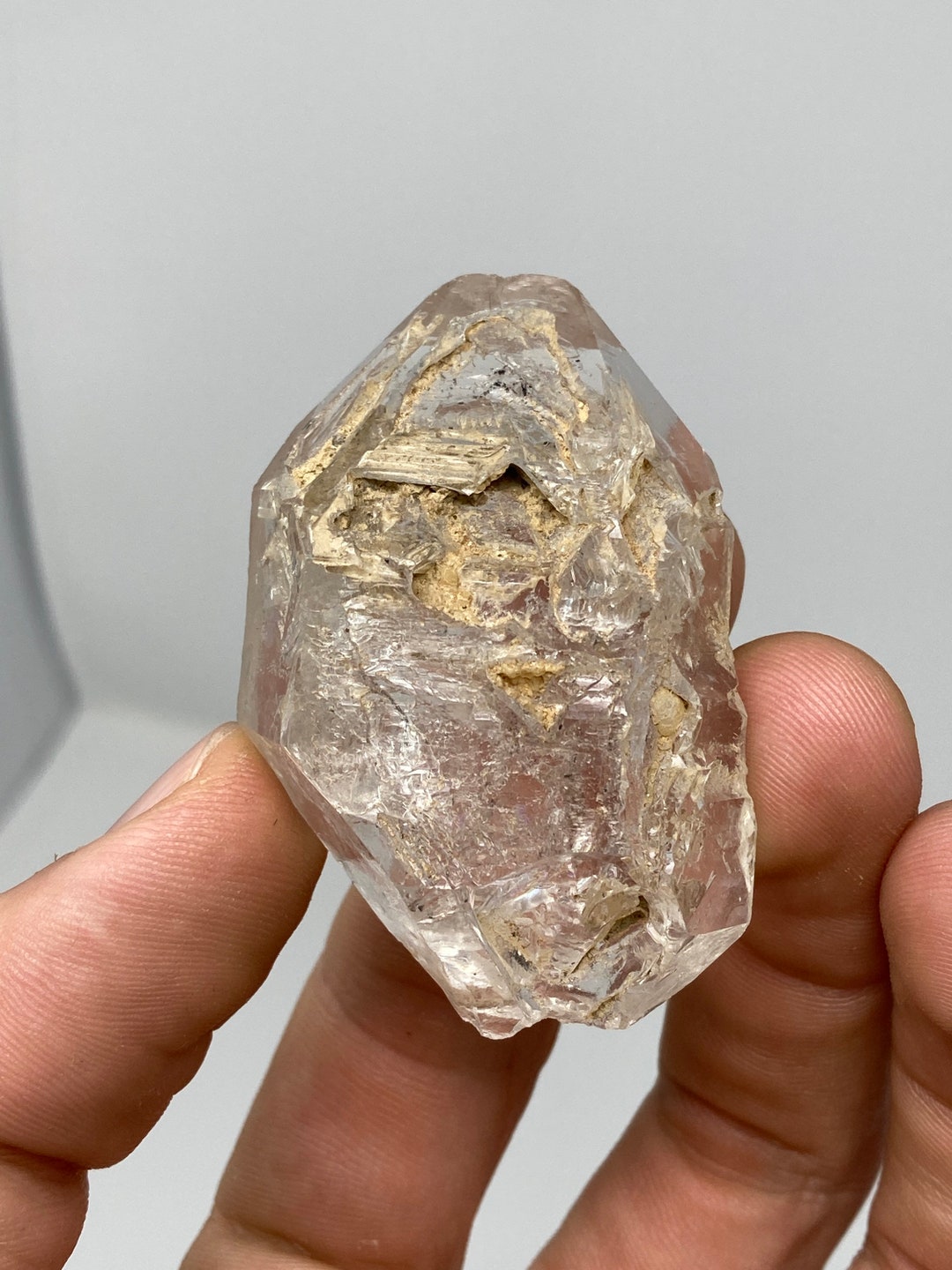 Skeletalized Elestial Phantom Quartz Double Terminated With Clay ...