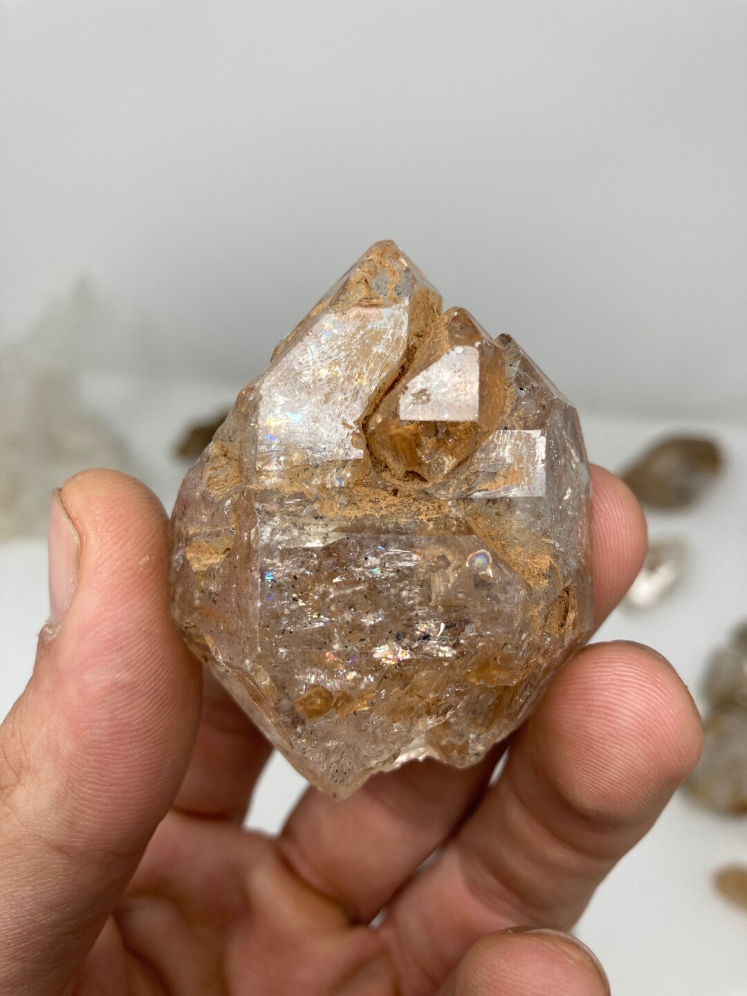 67g Fenster Quartz Cluster Skeletal Etchings Self Healed Base Rainbow ...