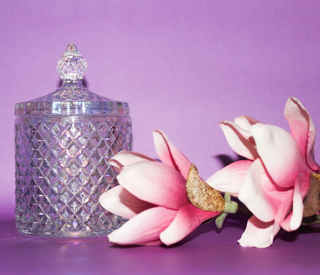 Iridescent Diamond-cut Candle Jars With Lid | Set of 6 Glass Vessels - Etsy