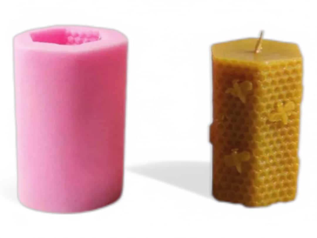 Honeycomb & Bee Silicone Candle Mold – DIY Beeswax Candle Making Pillar ...
