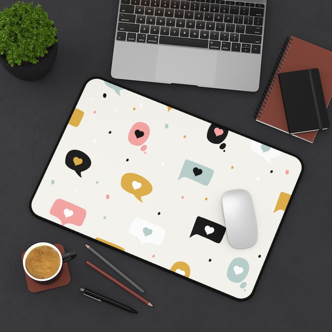Online Friend Desk Mat Heart Desk Pad Heart Pattern Desk - Etsy
