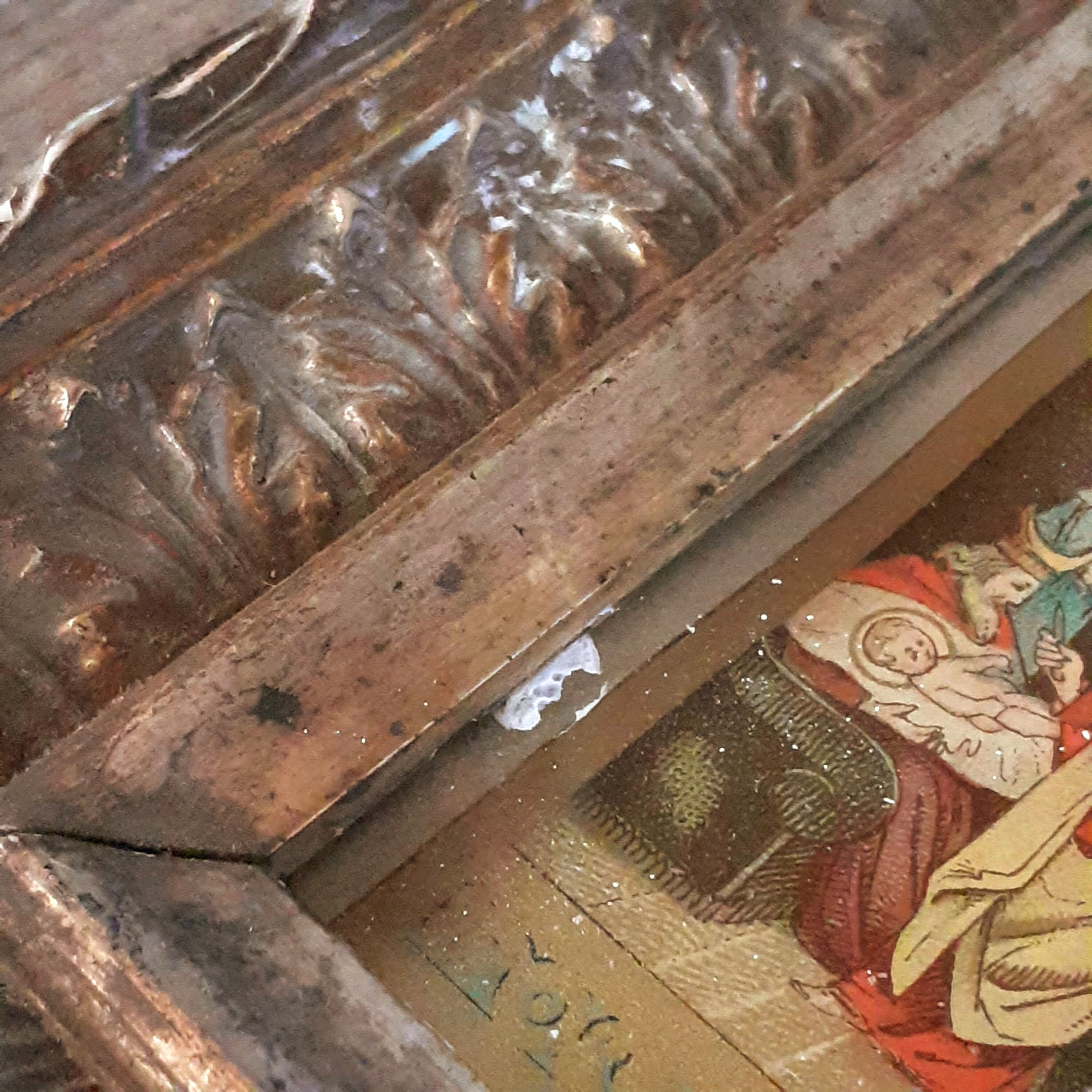 Ancient Religious Painting holy Family Antique Painting With a Wooden ...