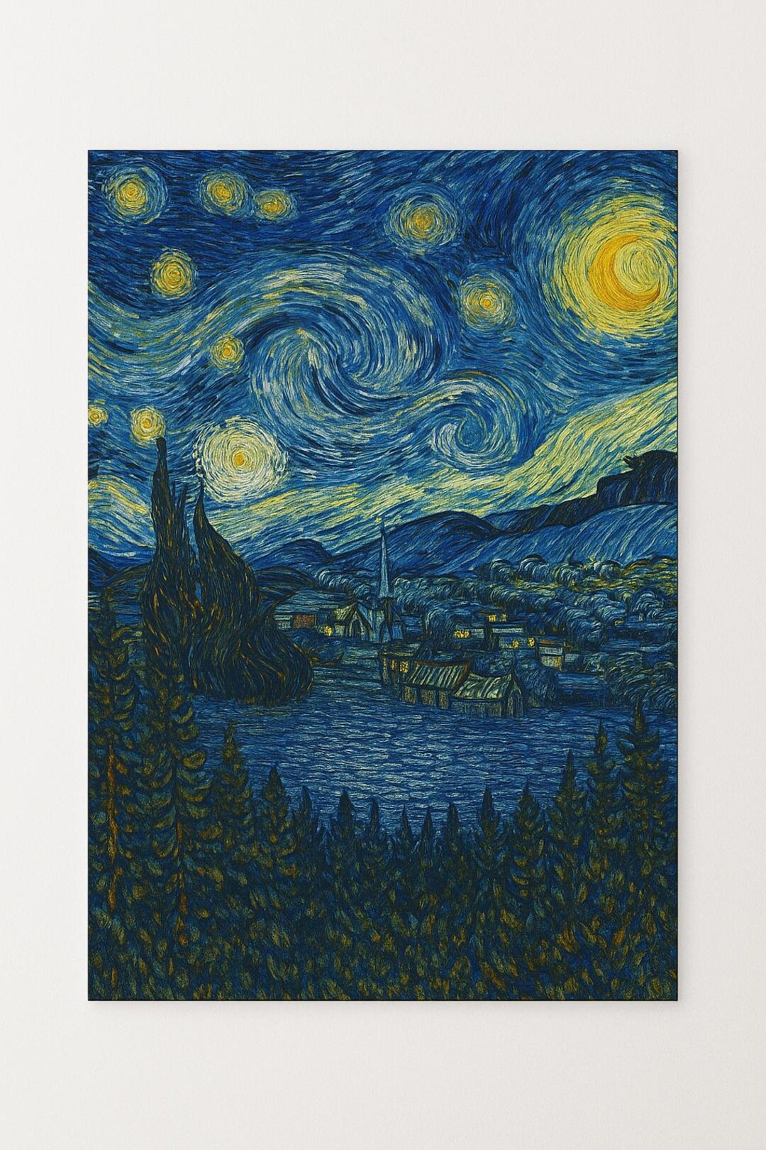 Van Gogh Inspired Starry Night AI Art Print – Digital Download ...