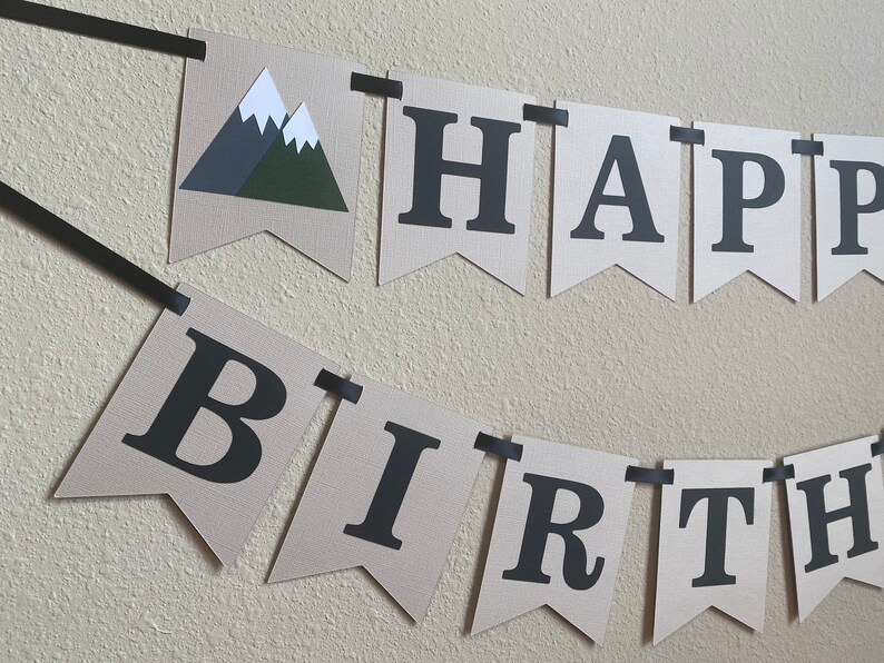 Mountain Happy Birthday Banner First Birthday Adventure Theme - Etsy