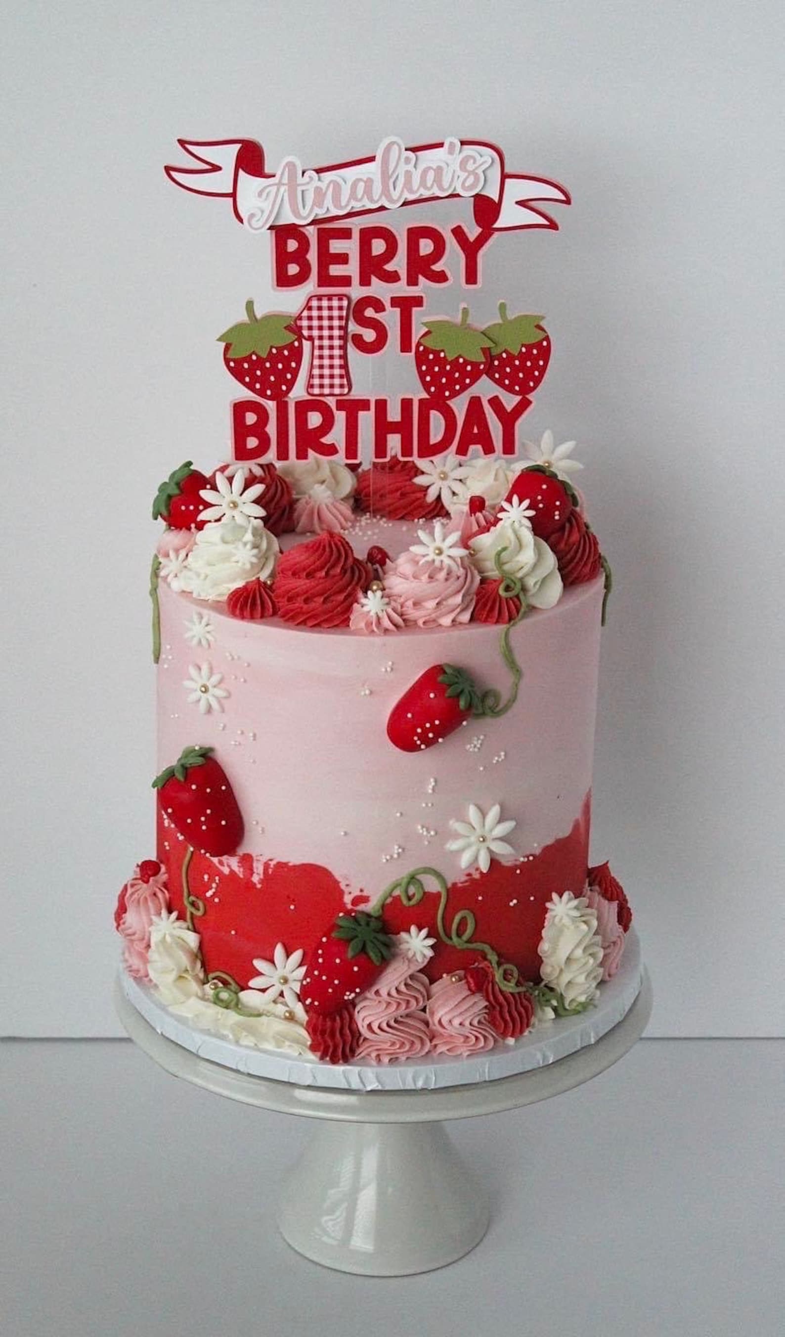 Berry First Birthday Cake Topper Strawberry Party - Etsy