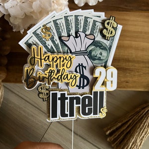 Money Cake Topper Money Bag Cash 100 Dollar Bills - Etsy