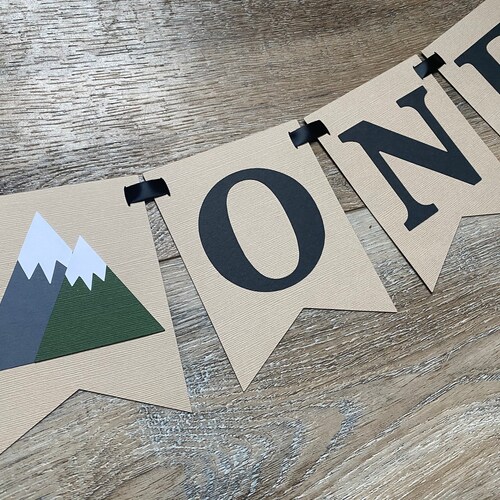 Mountain Happy Birthday Banner First Birthday Adventure Theme - Etsy