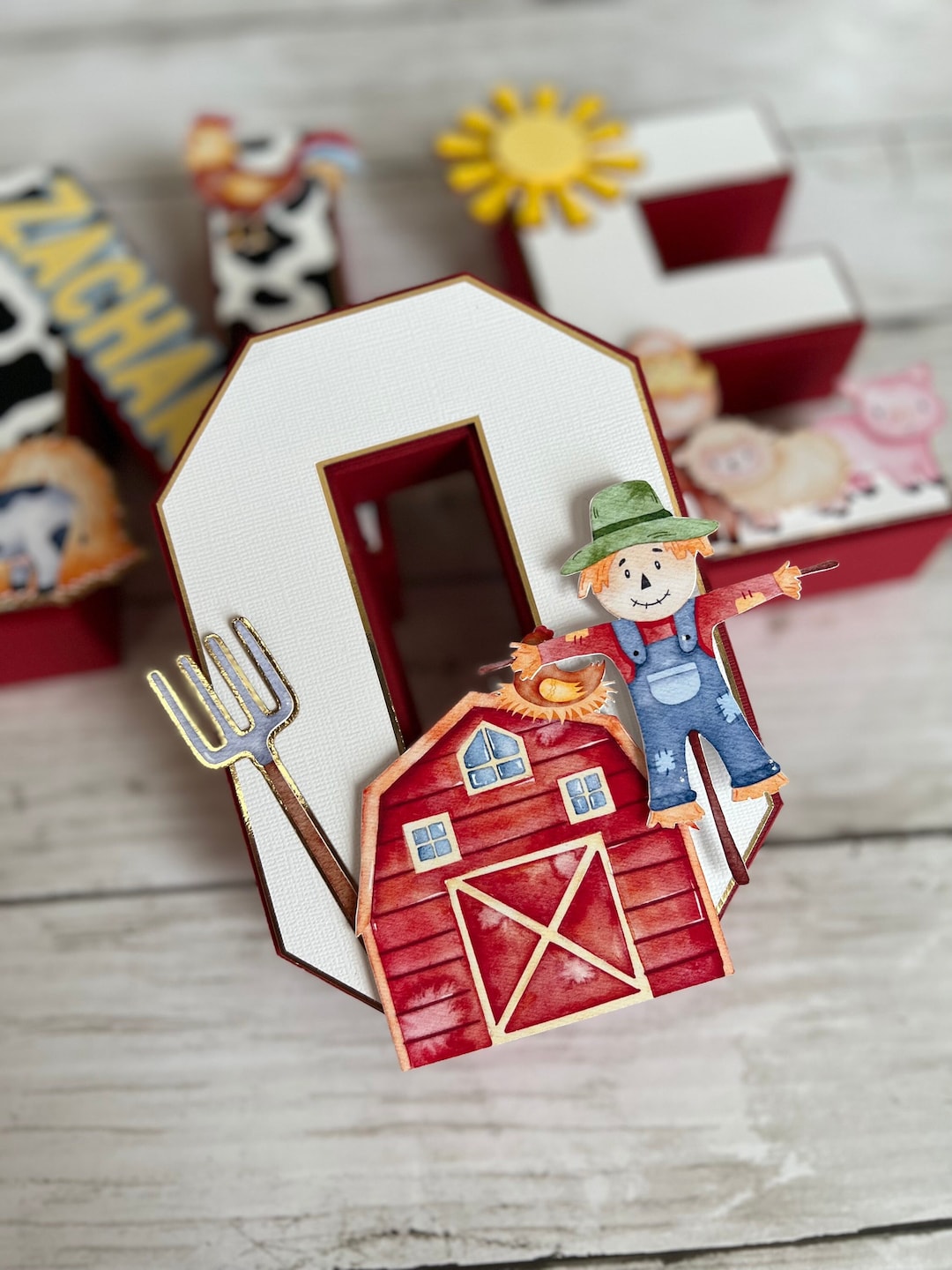 Farm Animal 3D Letters Farm Party One Paper Letters - Etsy
