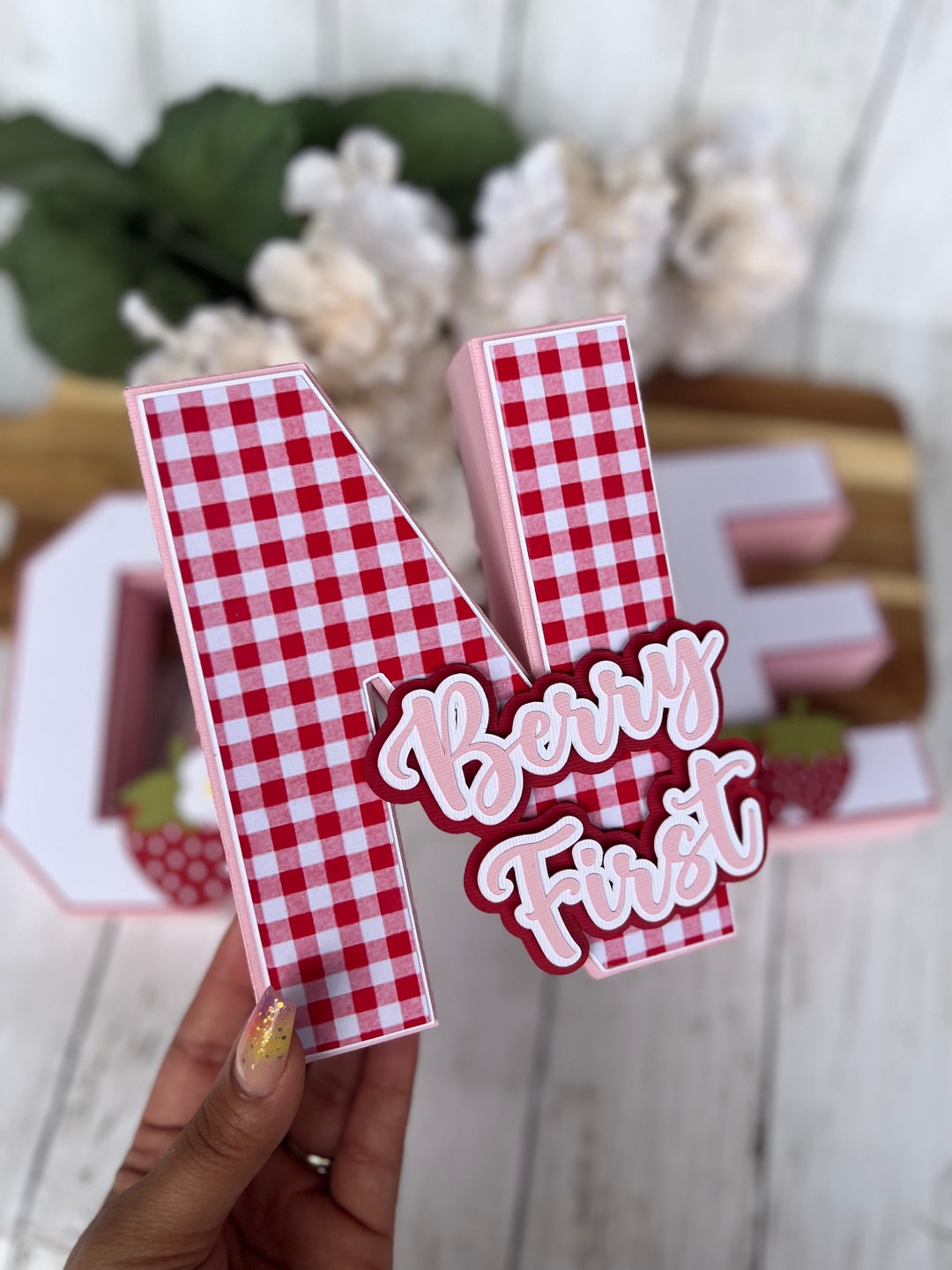 Berry First Birthday 3D Letters Strawberry Party One Paper - Etsy