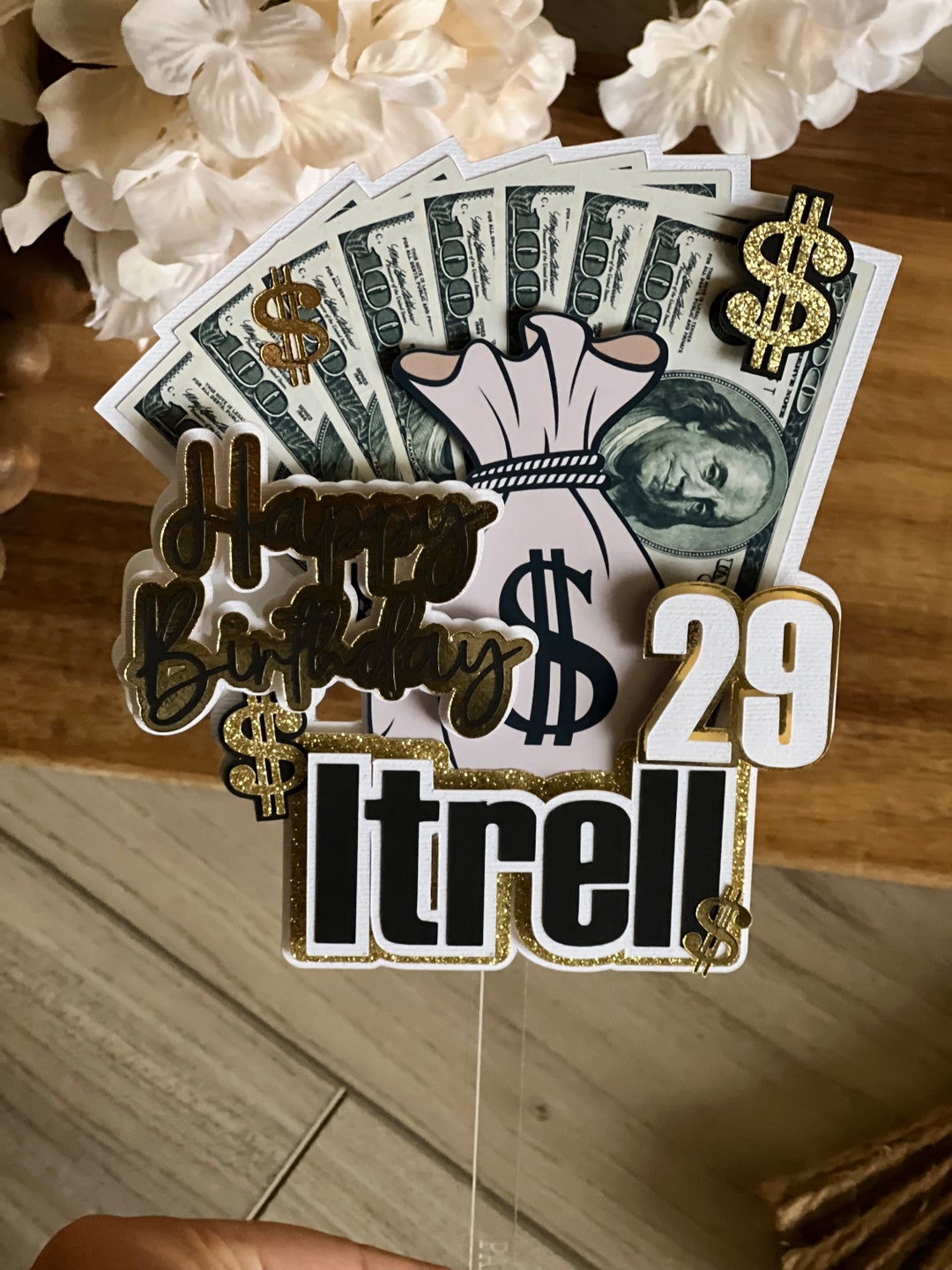 Money Cake Topper Money Bag Cash 100 Dollar Bills - Etsy