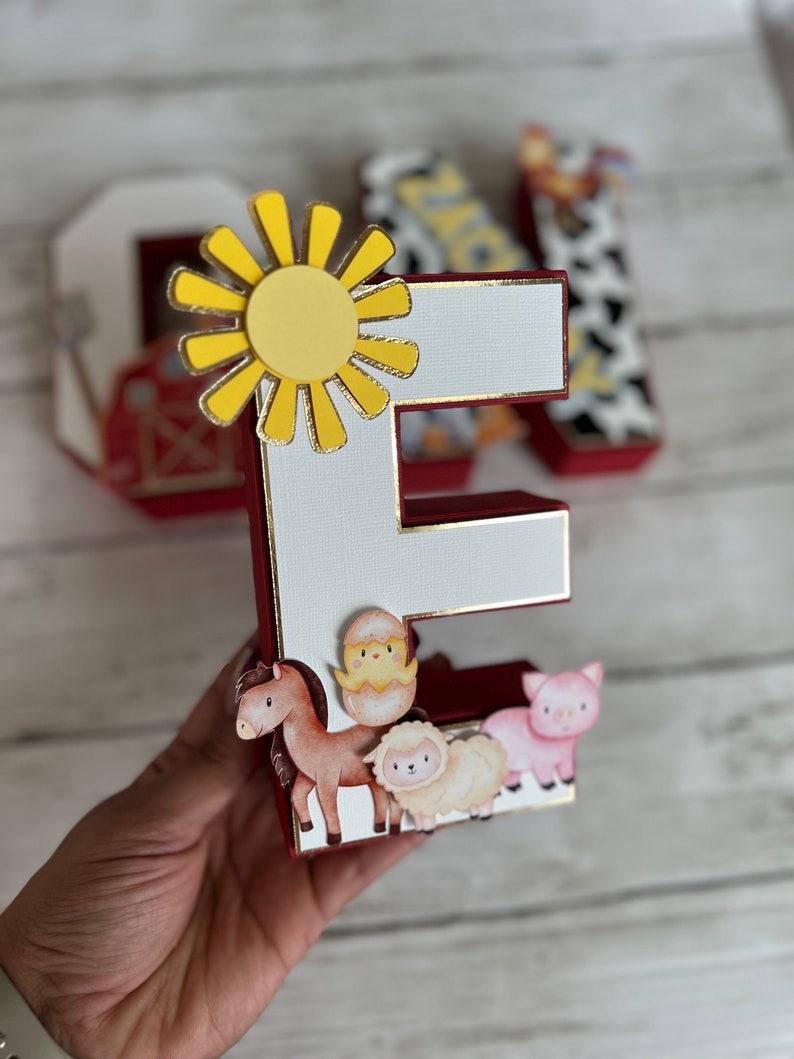 Farm Animal 3D Letters Farm Party One Paper Letters - Etsy