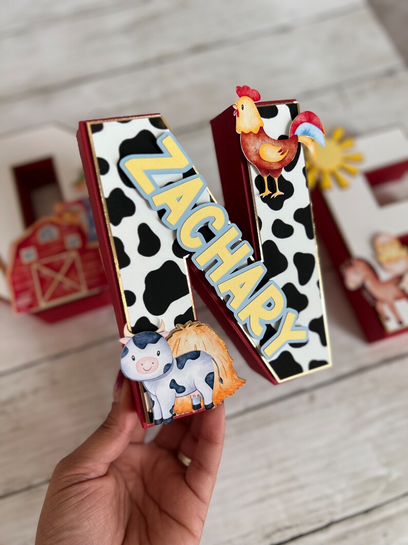 Farm Animal 3D Letters Farm Party One Paper Letters - Etsy