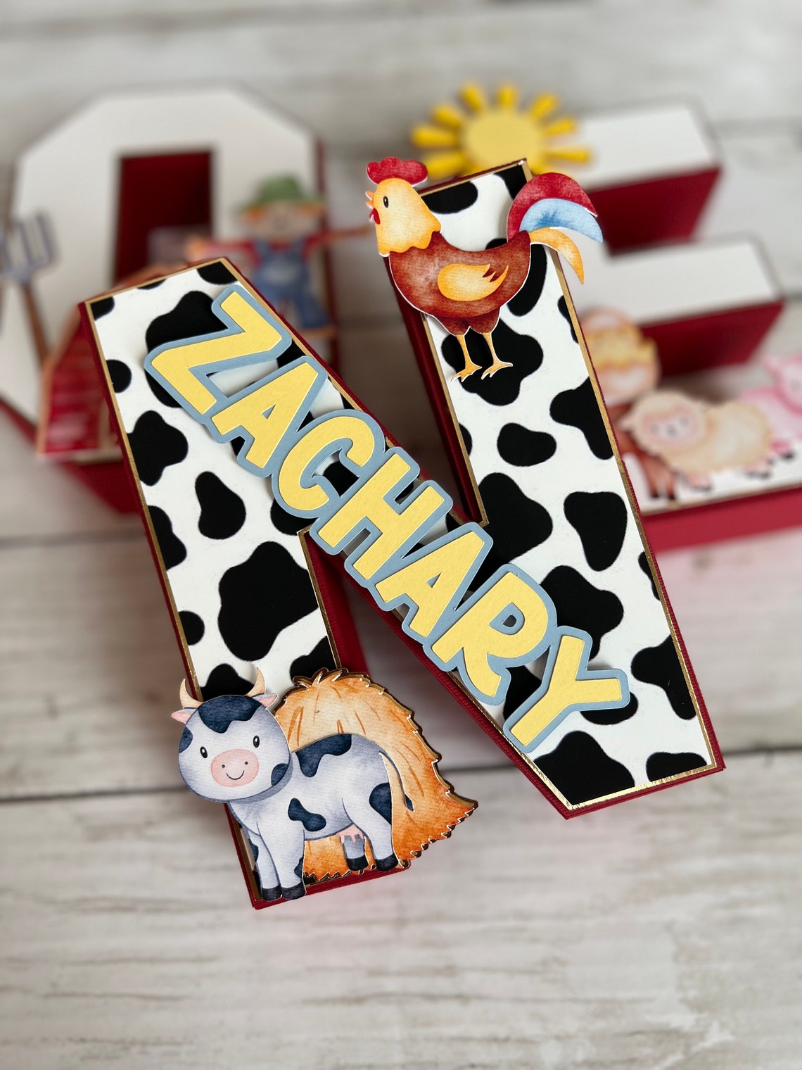 Farm Animal 3D Letters Farm Party One Paper Letters - Etsy