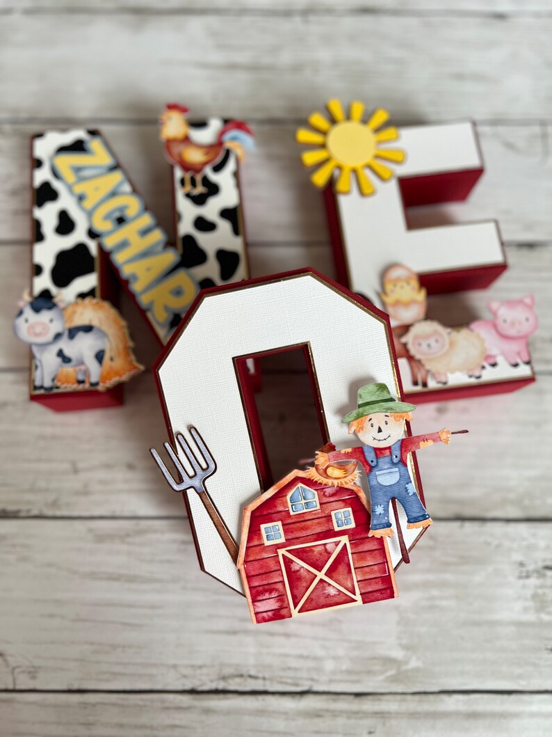 Farm Animal 3D Letters Farm Party One Paper Letters - Etsy