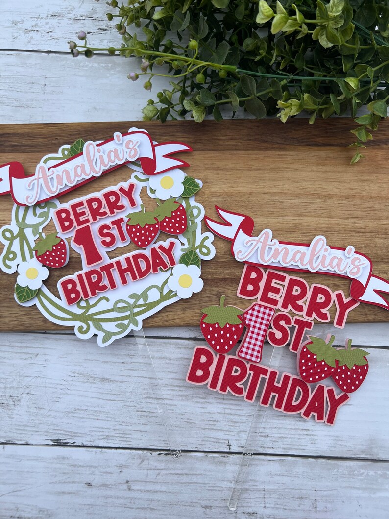 Berry First Birthday Cake Topper Strawberry Party - Etsy