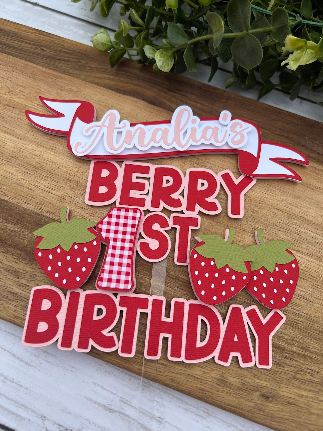 Berry First Birthday Cake Topper Strawberry Party - Etsy