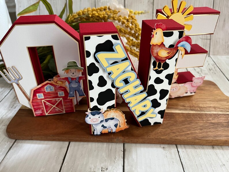 Farm Animal 3D Letters Farm Party One Paper Letters - Etsy