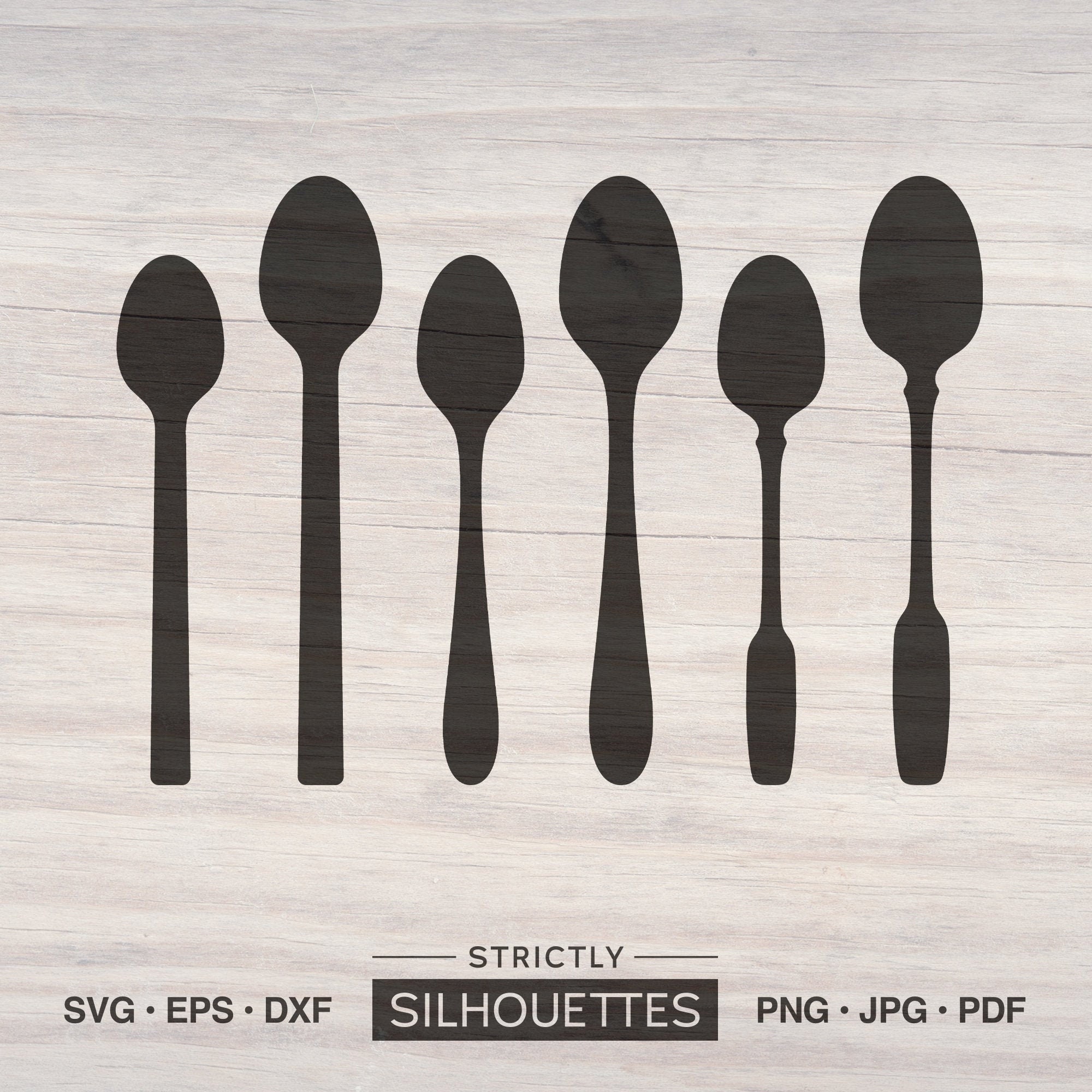 SVG Assorted Spoons (P1-3); Kitchen Utensils/cutlery; Cut Files for ...