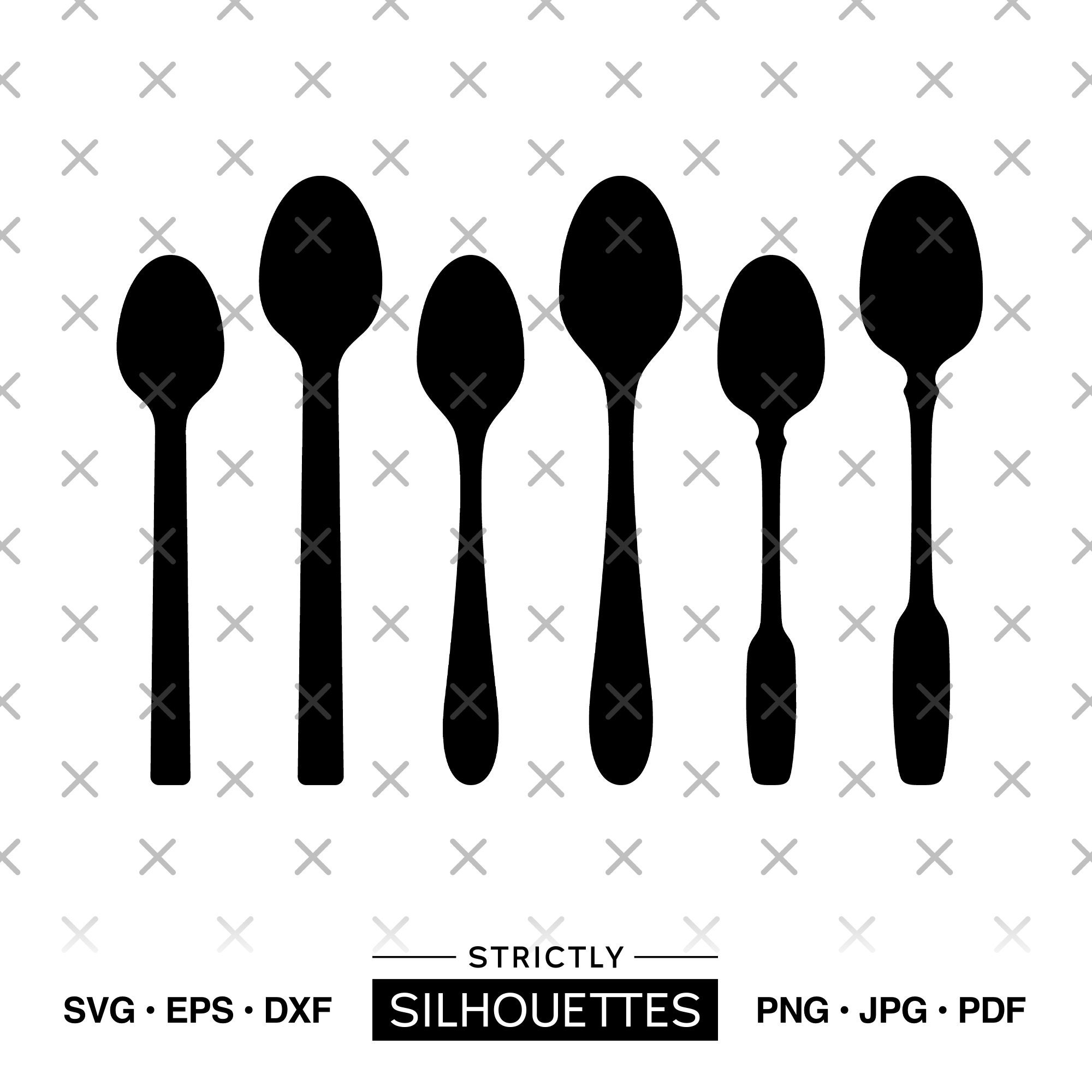 SVG Assorted Spoons (P1-3); Kitchen Utensils/cutlery; Cut Files for ...