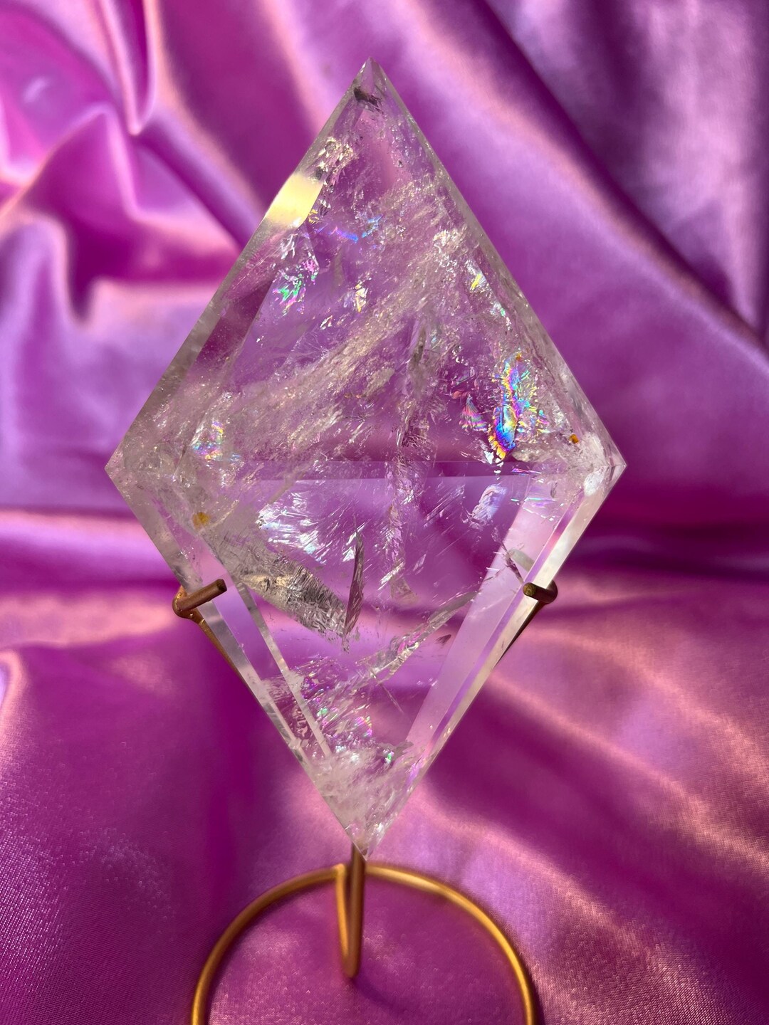 Large Quartz Rhombus / Diamond/ Rainbows/powerful Abundance Crystal ...