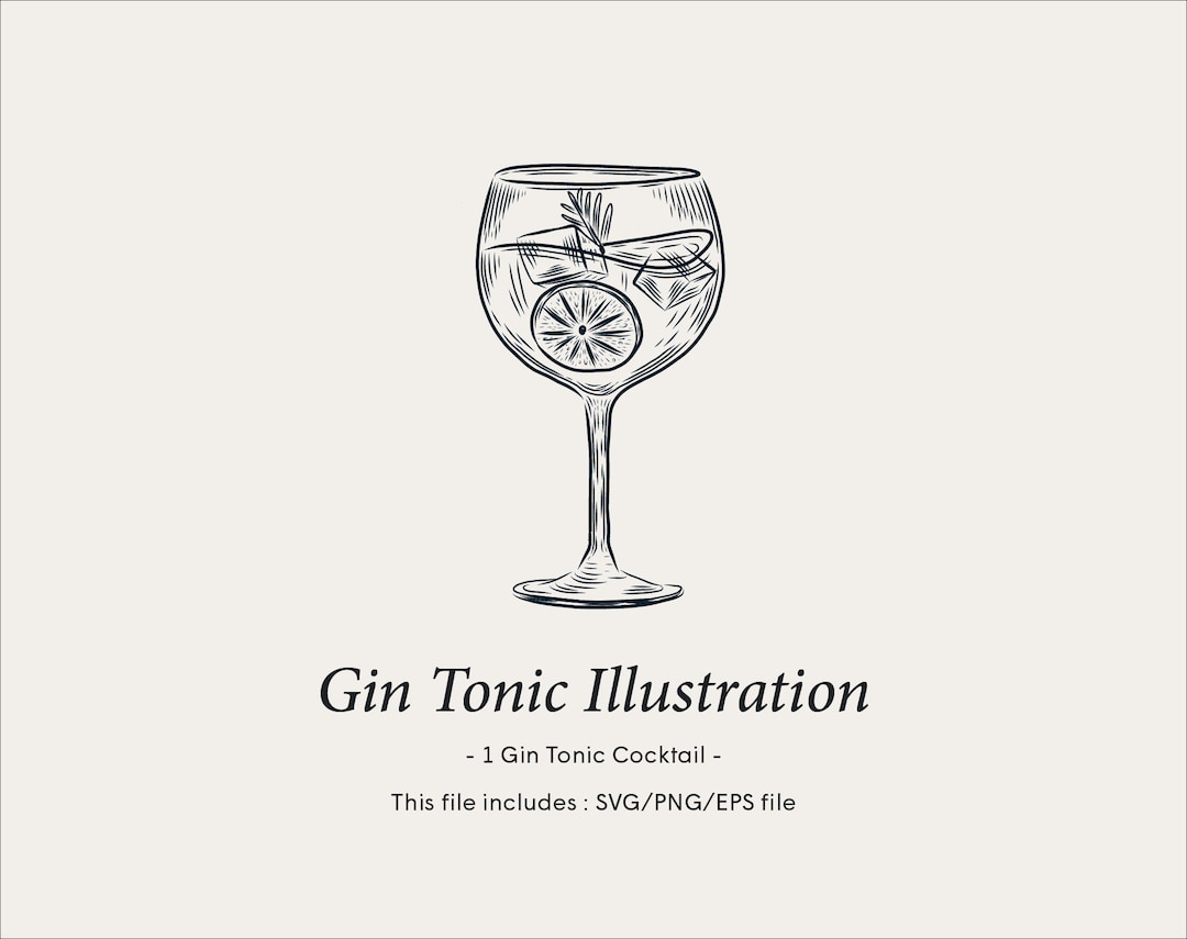 Cocktail Illustration, Gin Tonic, Drink Drawing, Hand Drawing, Digital ...