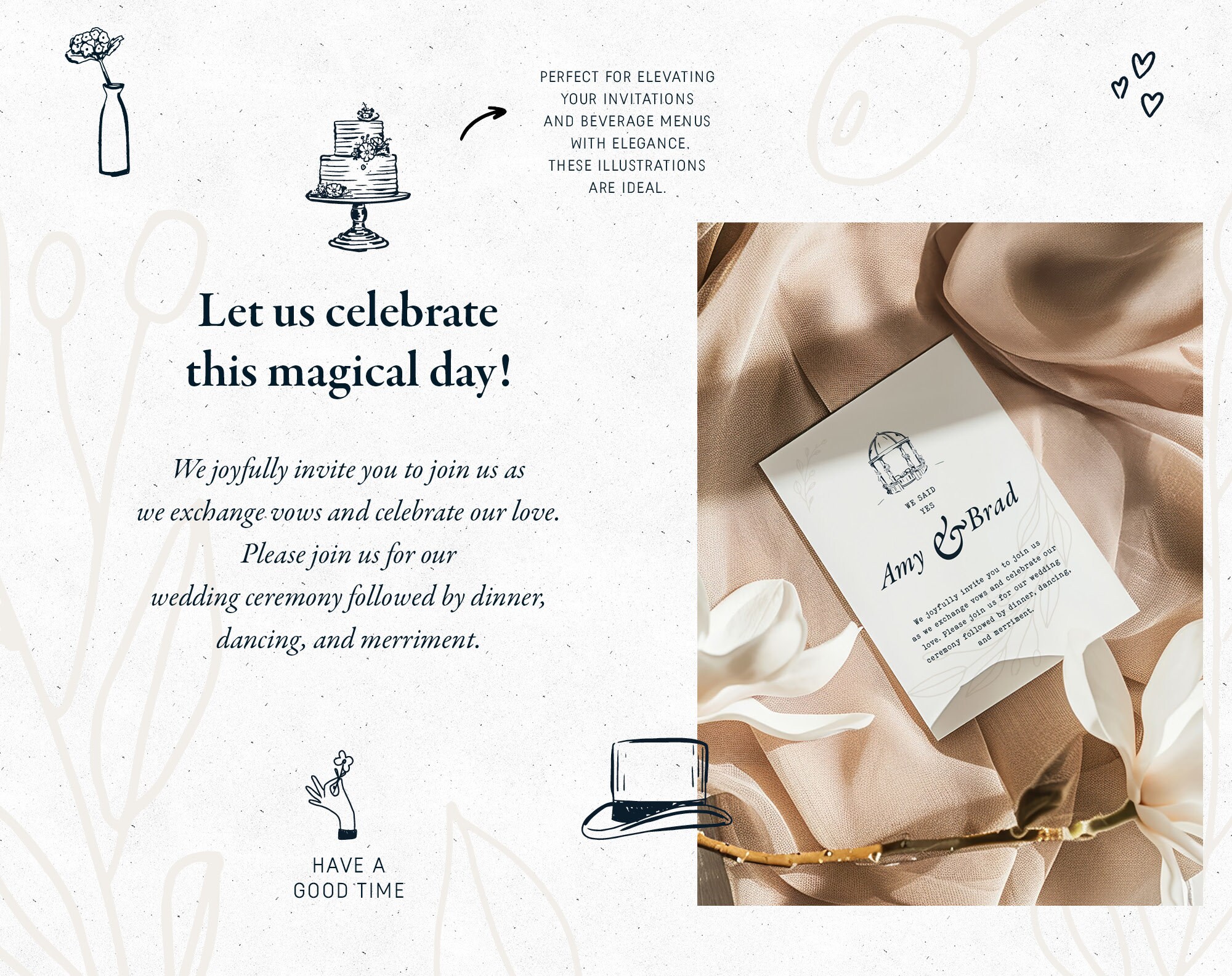 Wedding Timeline Icons, 80 Hand Drawn Marriage Clipart Elements, EPS ...