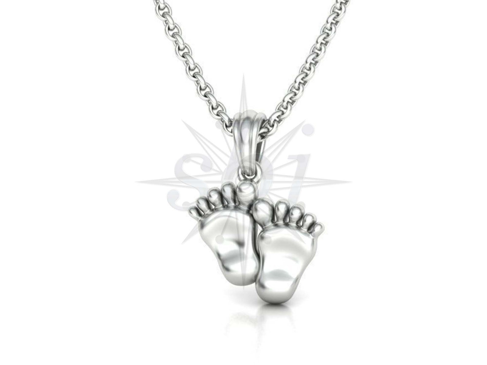 Baby Birth Pendant With Chain / Baby Feet Print Pendet / | Etsy