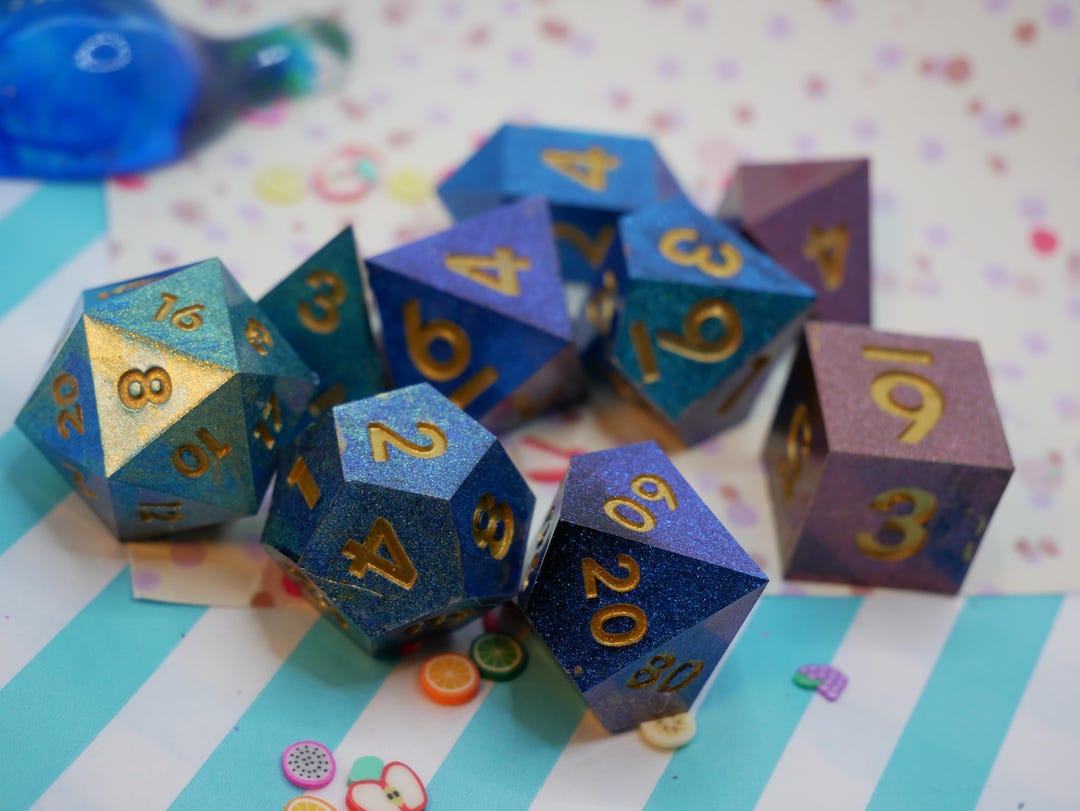 9 Die Dice Set - "bismuth" Set Raw Epoxy Resin INKED No Sanding No ...