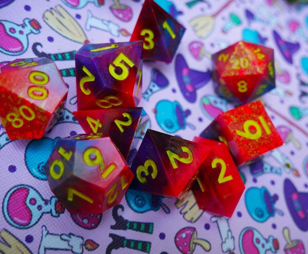Raw Resin Dice Set: 9-piece "fusion" Inked - Etsy