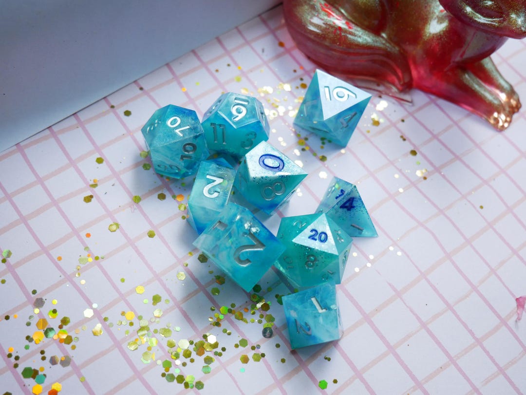 9 Die Dice Set - "breach the Surface" Set Raw Epoxy Resin Inked No ...