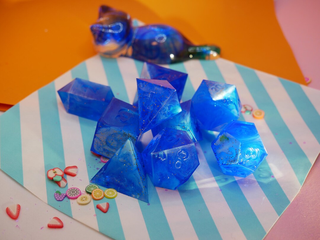 9 Die Dice Set - "riptide" Set Raw Epoxy Resin NO INK No Sanding No ...