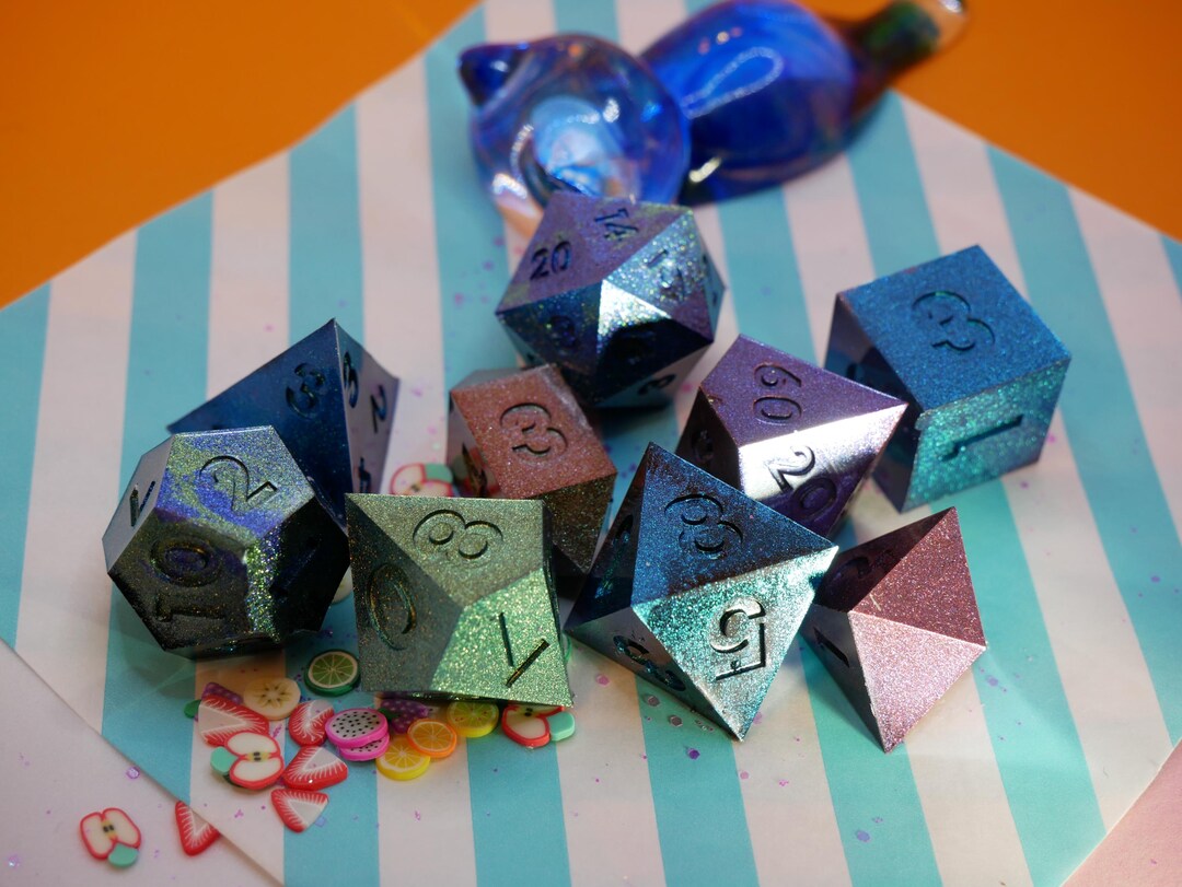 9 Die Dice Set - "bismuth" Set Raw Epoxy Resin Not Inked No Sanding No ...