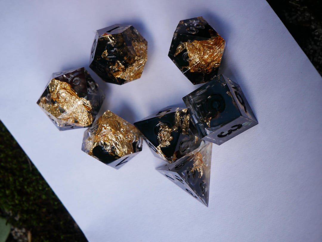 Handmade Resin Dice Set: Gold Flake Raw DND Dice - Etsy
