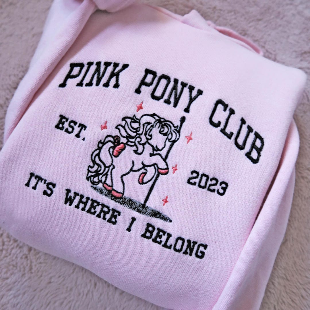 Embroidered Pink Pony Club Sweatshirt: Handmade UK Unisex Hoodie - Etsy