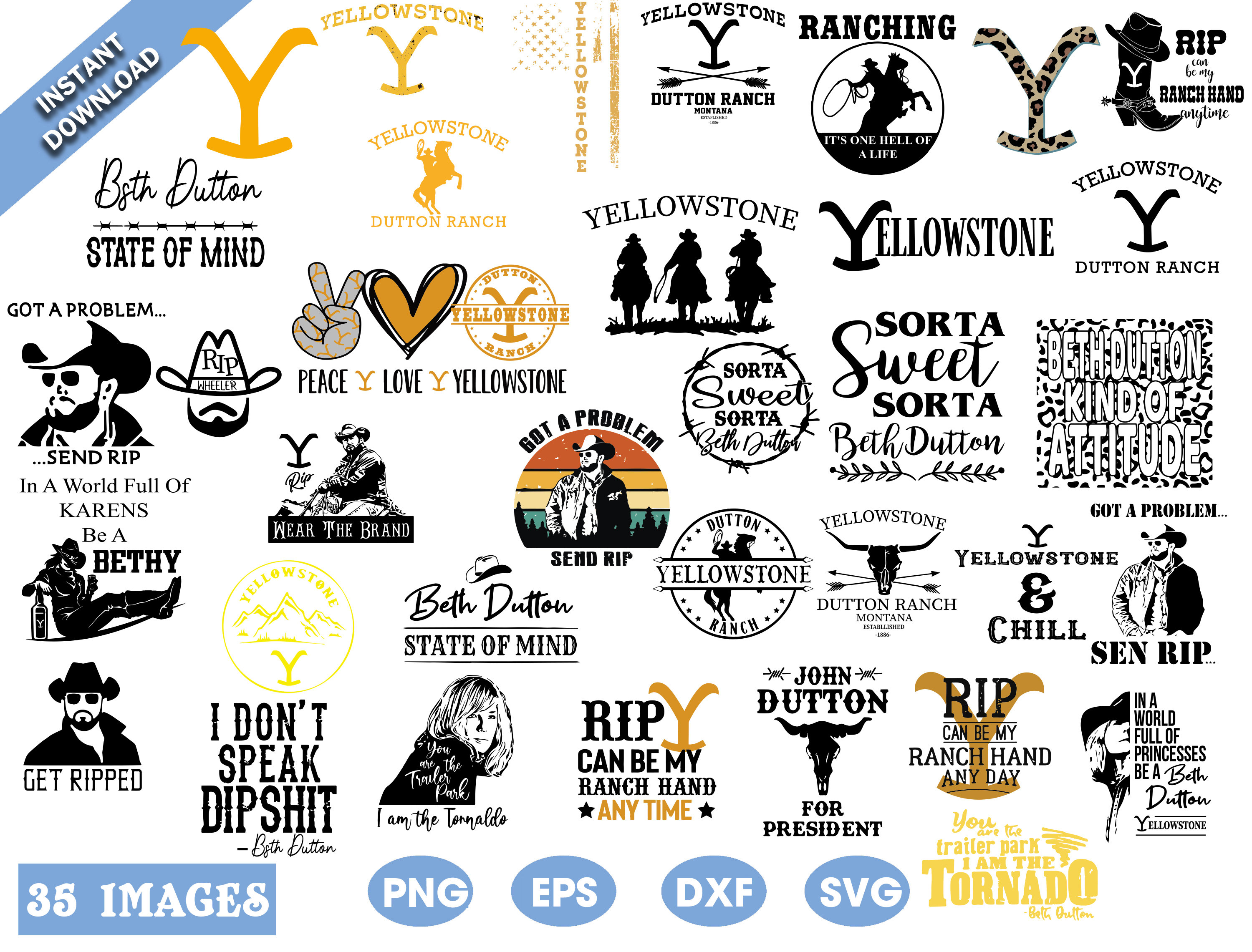 Bundle 35 Yellowstone TV series SVG Bundle Silhouette Cut | Etsy