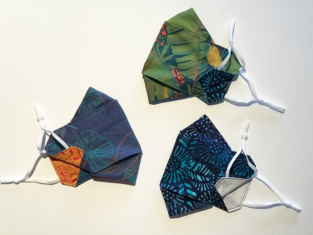 Premium Tropical Origami Anti Fog Face Masks. Colorful Batik W/cotton ...