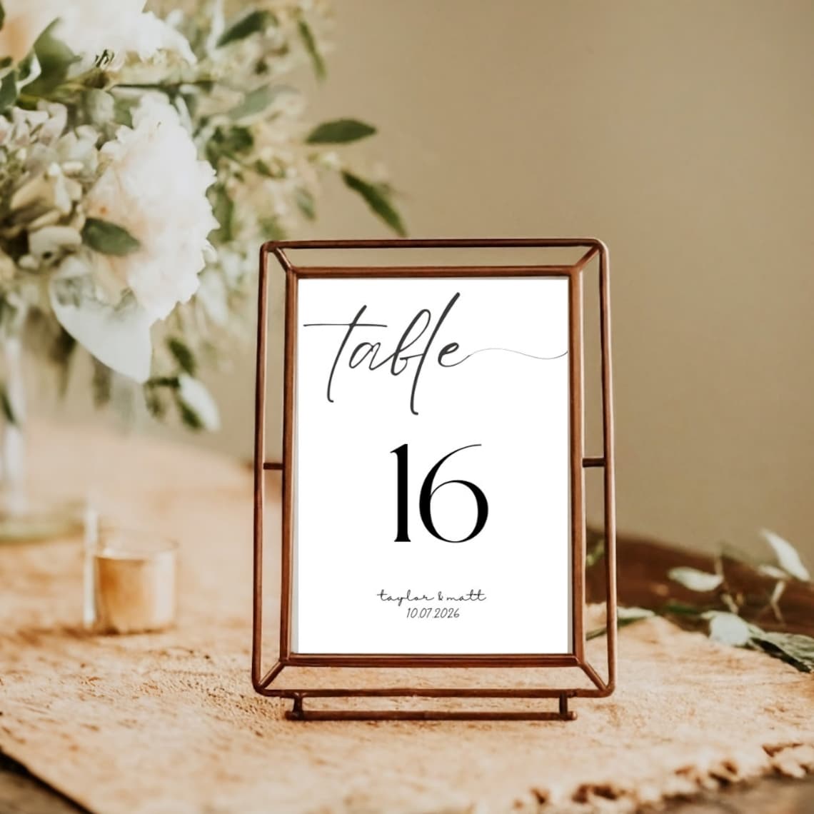 Wedding Table Numbers, Printable Photo Table Numbers, Editable Table ...