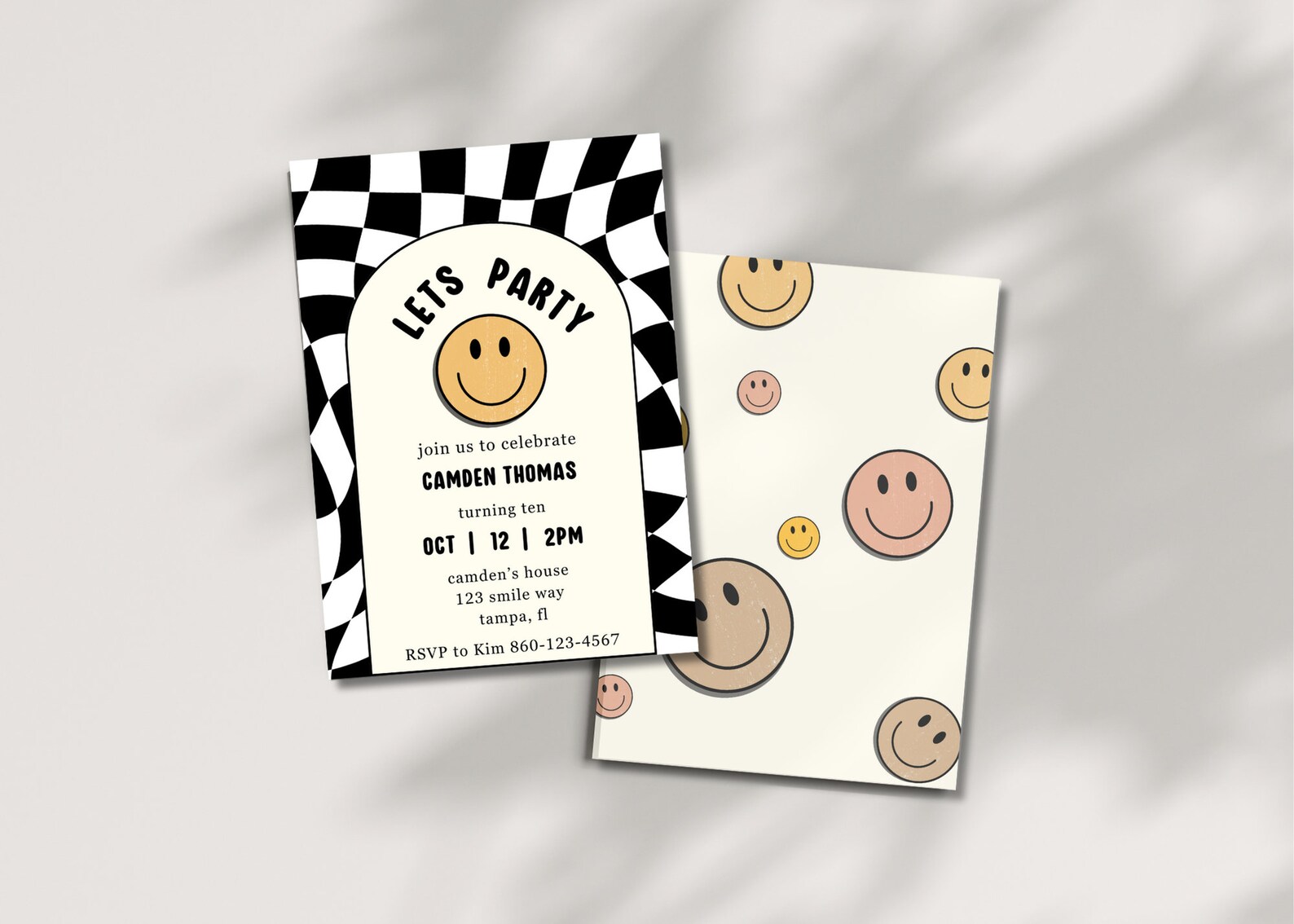 Editable Smiley Face Invitation, Smile Face Invite, Tween Birthday ...