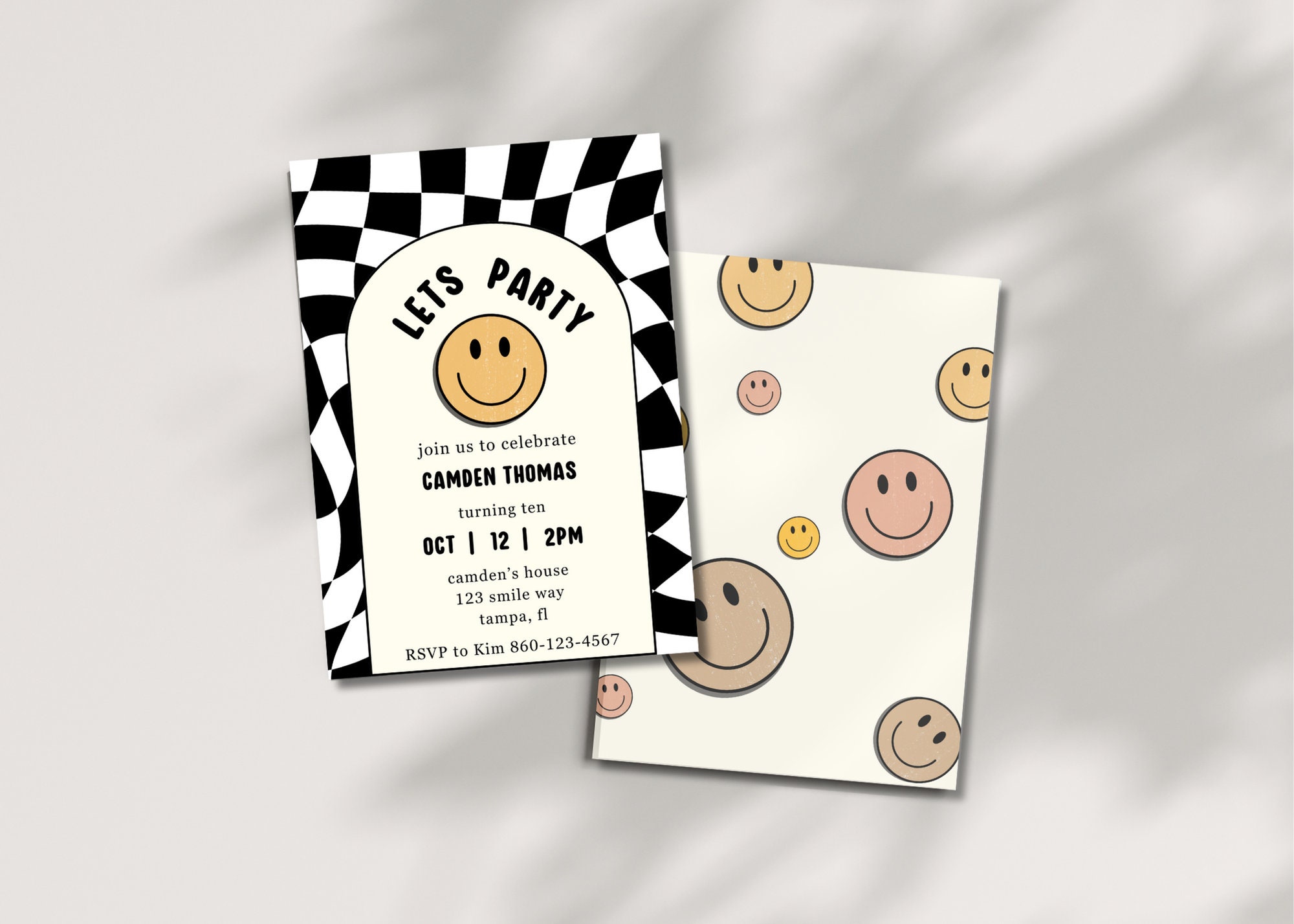 Editable Smiley Face Invitation, Smile Face Invite, Tween Birthday ...