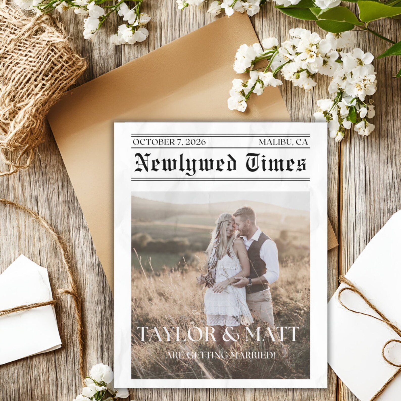 Newspaper Wedding Program Template, Editable Wedding Newspaper Program ...