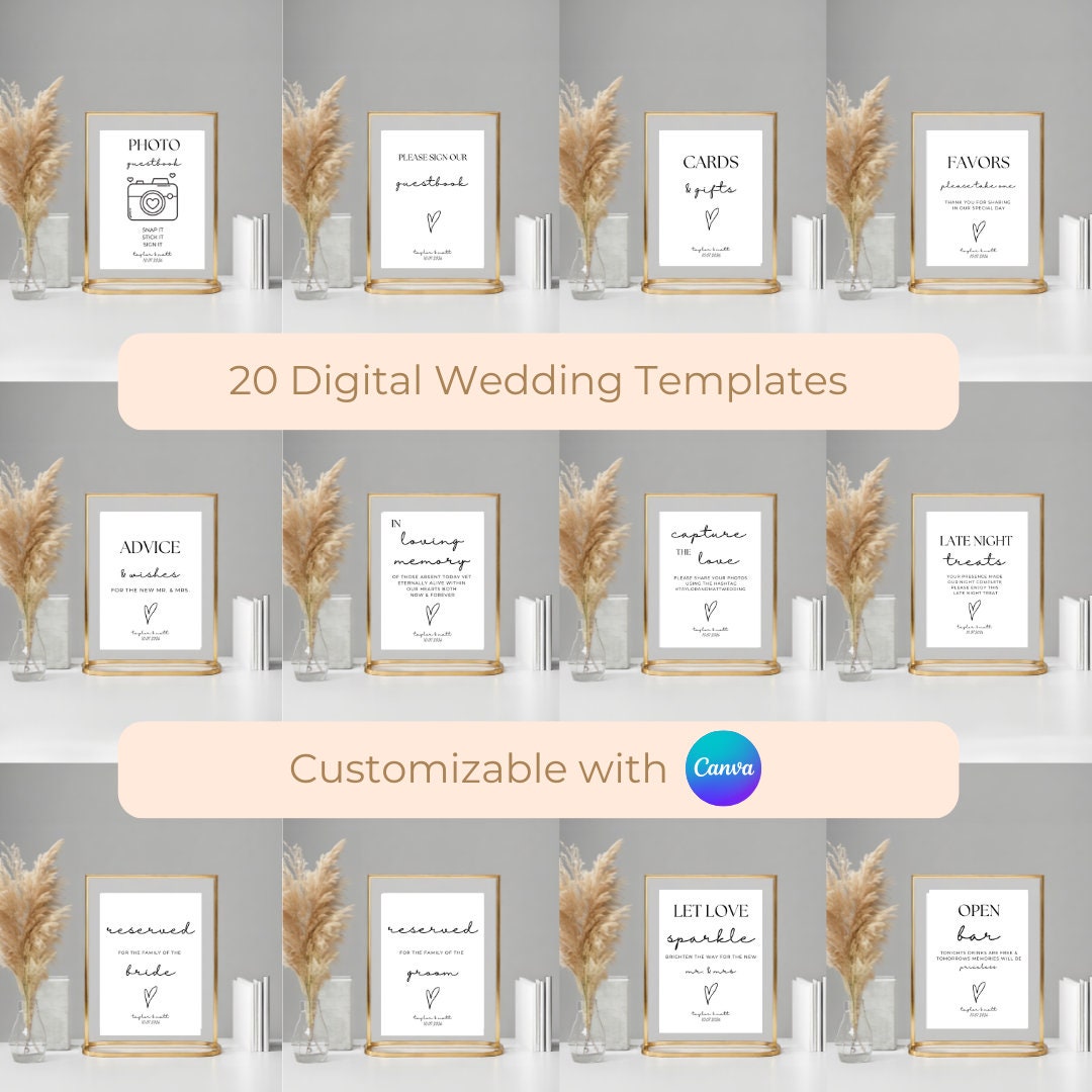 Wedding Table Signs BUNDLE Templates Reception Signs Wedding Table ...