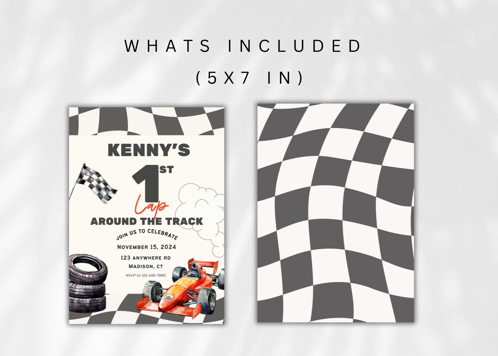 Race Car First Birthday Invitation, First Lap Around the Track ...