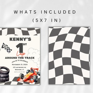 Race Car First Birthday Invitation, First Lap Around the Track ...