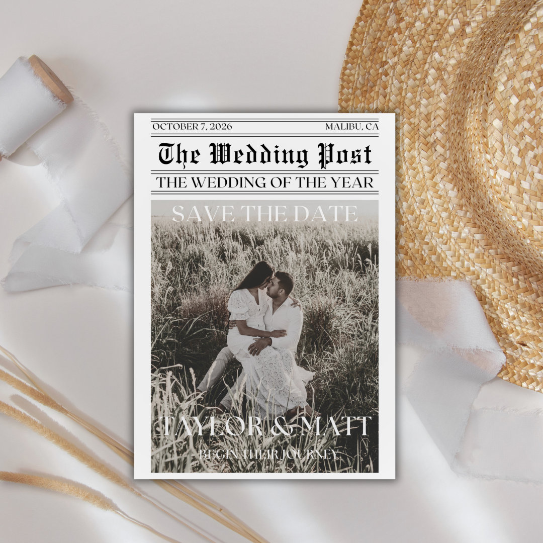 Wedding Newspaper Save the Date Template, Editable Newspaper Template ...