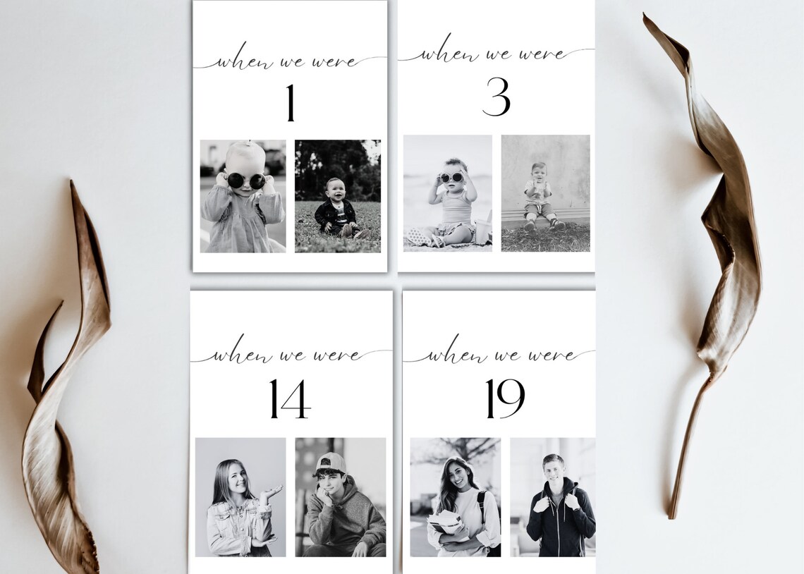 Photo Table Numbers When We Were Age Table Numbers Template Wedding ...