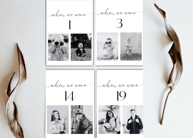 When We Were Age Table Numbers Photo Table Numbers Template Wedding ...