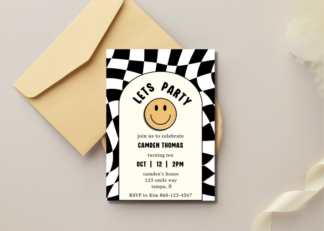 Smiley Face Birthday,editable Smiley Face Invitation, Smile Face Invite ...