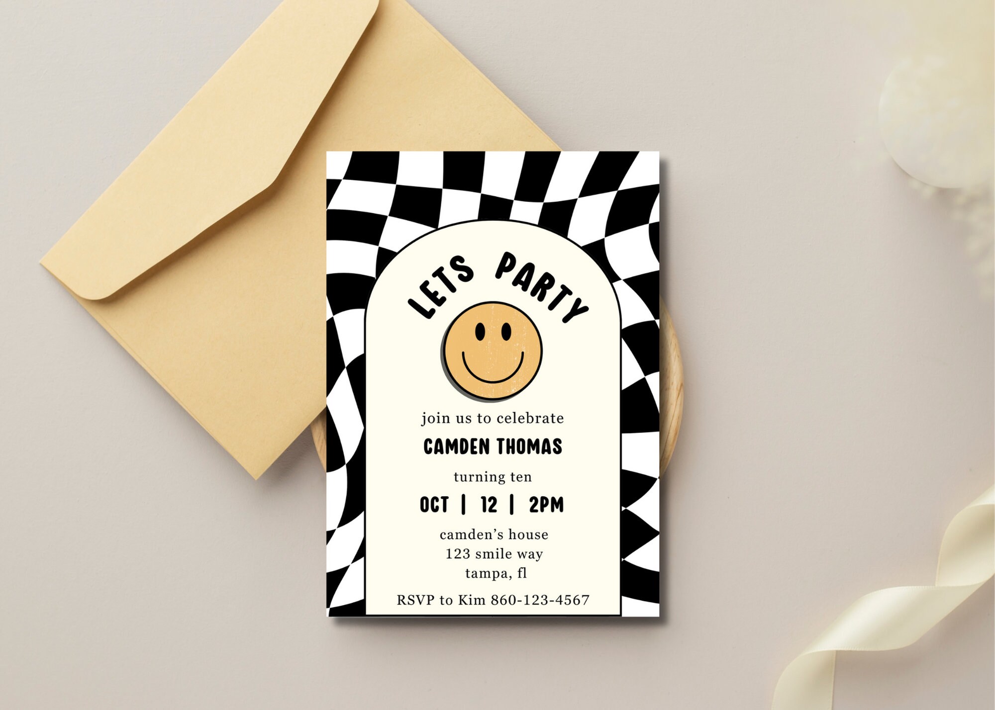 Editable Smiley Face Invitation, Smile Face Invite, Tween Birthday ...