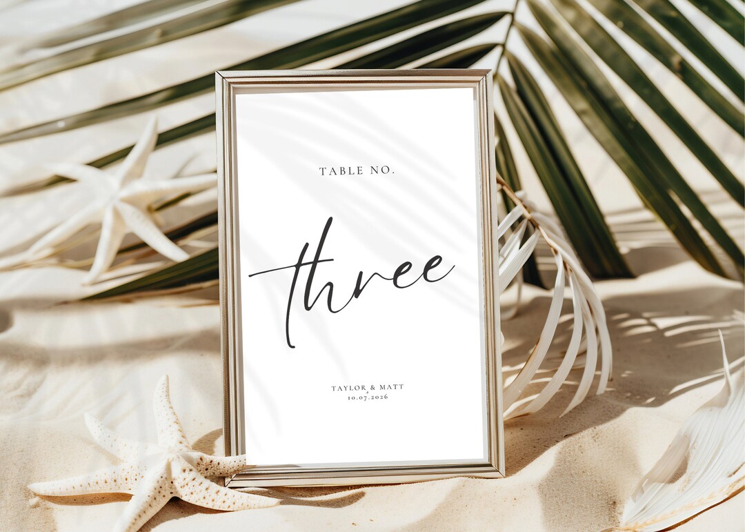 Modern Table Numbers Template, Minimal Table Numbers, Minimal Wedding ...
