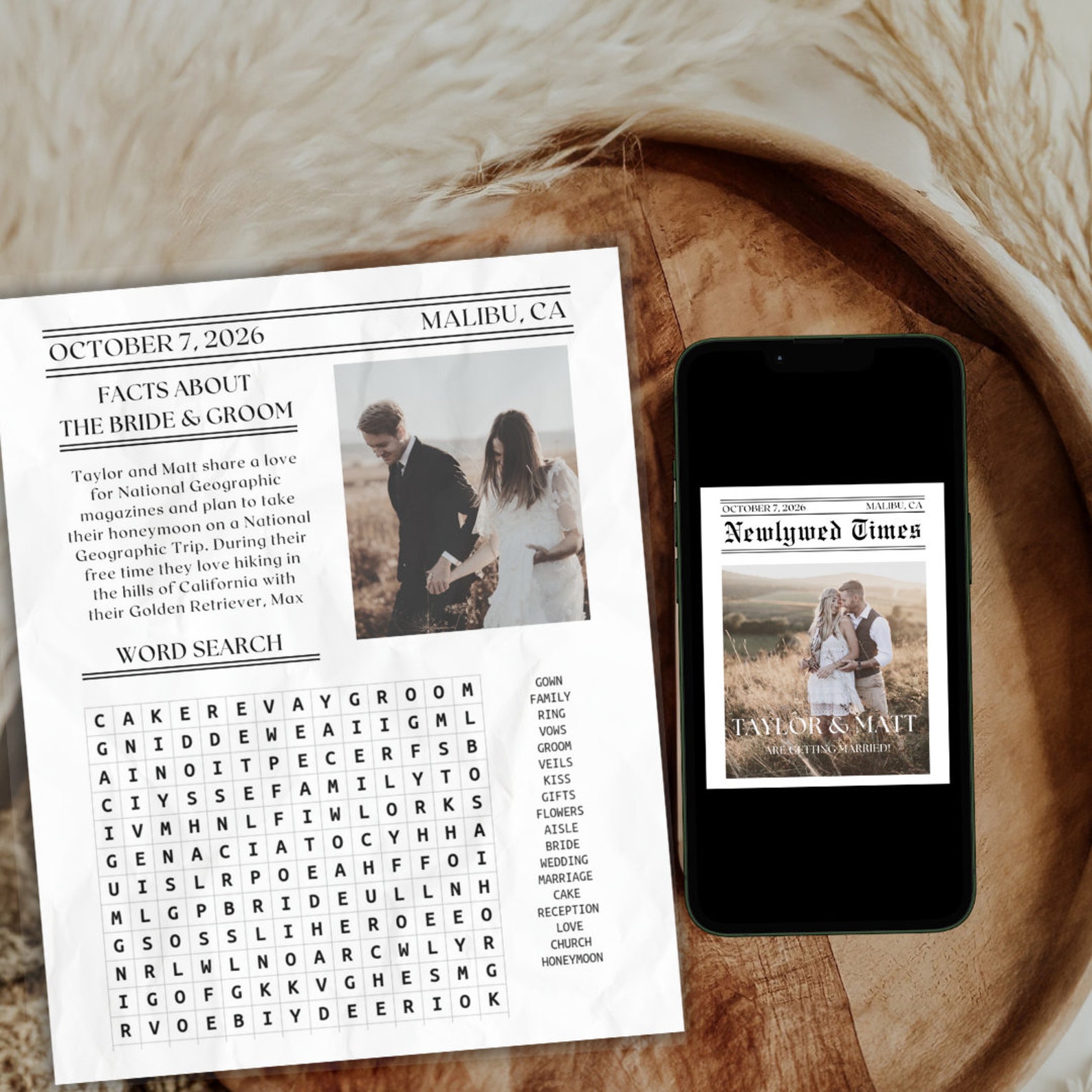 Newspaper Wedding Program Template, Editable Wedding Newspaper Program ...